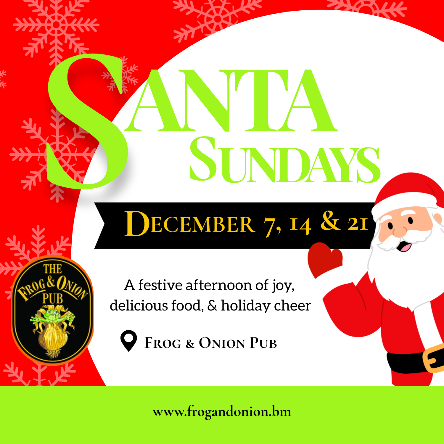Santa Sunday at Frog & Onion | Royal Naval Dockyard